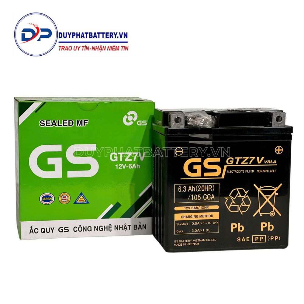 BÌNH ẮC QUY KHÔ GS GTZ7V (12V-6.3Ah) - GS NHẬT BẢN